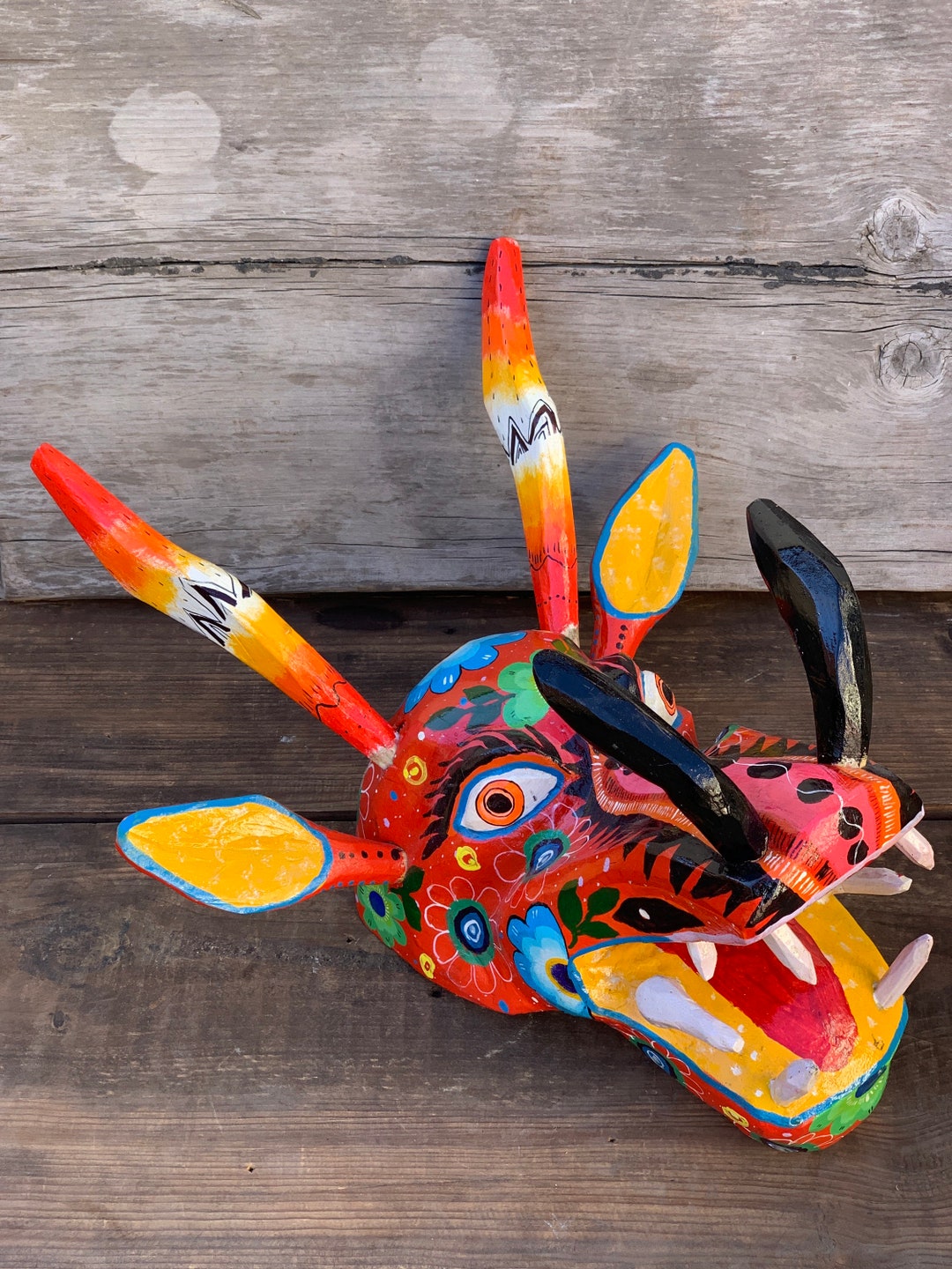 LARGE and UNIQUE Guatemalan Dragon Mask Hand-carved Hand-painted From ...