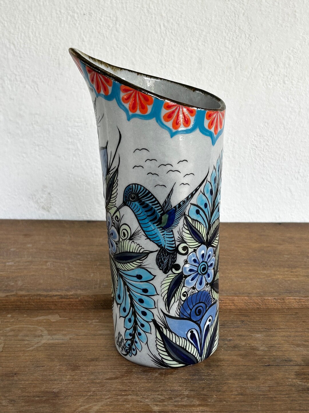 Angle Pointed Edge Vase W/ Hummingbird. Guatemalan - Etsy