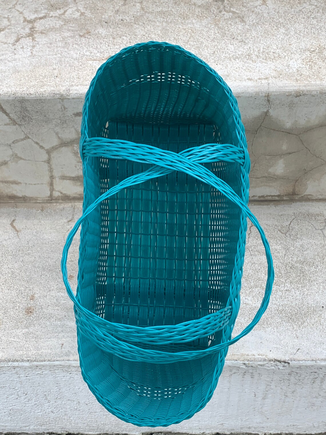 Turquoise Woven Guatemalan Turquoise Plastic Market Basket | Etsy