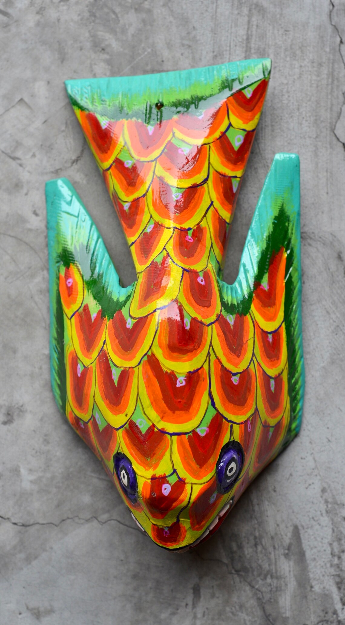 Animal Mask Yellow Fish Mask Hand Painted Mayan Mask | Etsy