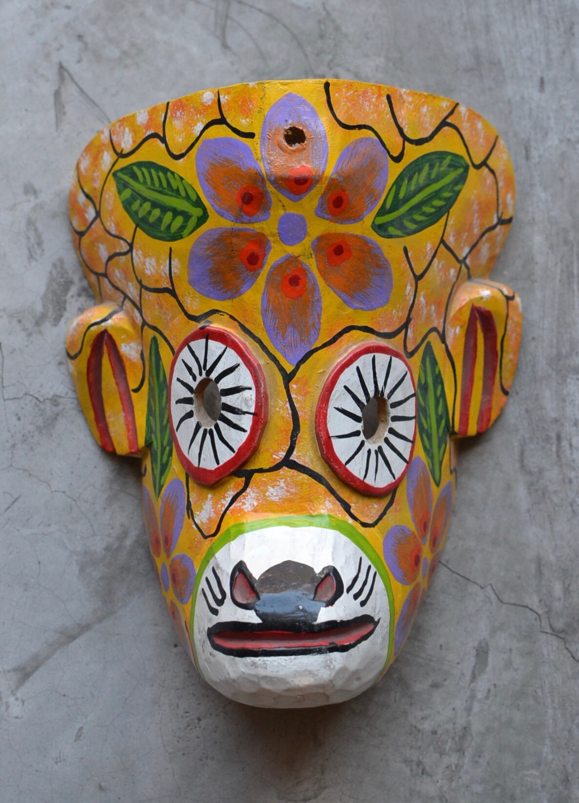 Monkey Mask Hand-carved Hand-painted From Guatemala | Etsy