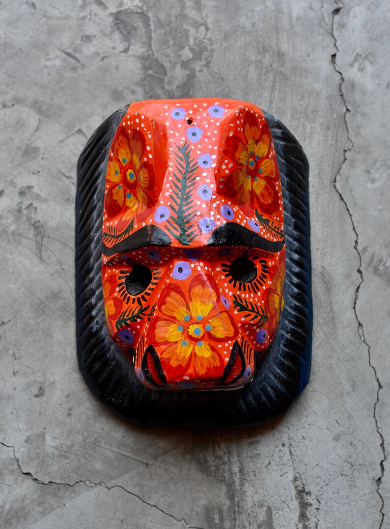 Orange and Black Lion Mask Hand-carved Hand-painted From - Etsy