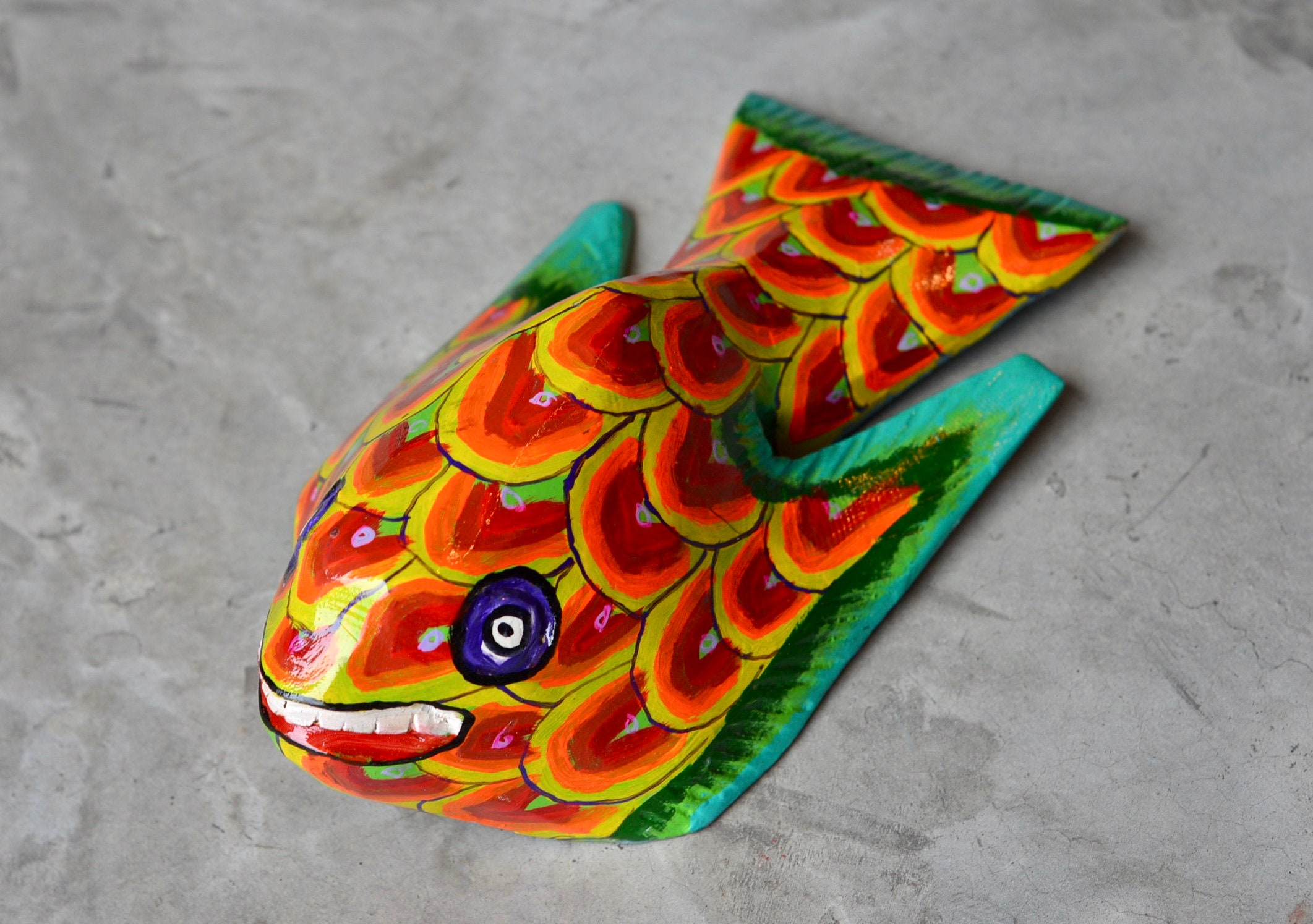 Animal Mask Yellow Fish Mask Hand Painted Mayan Mask - Etsy