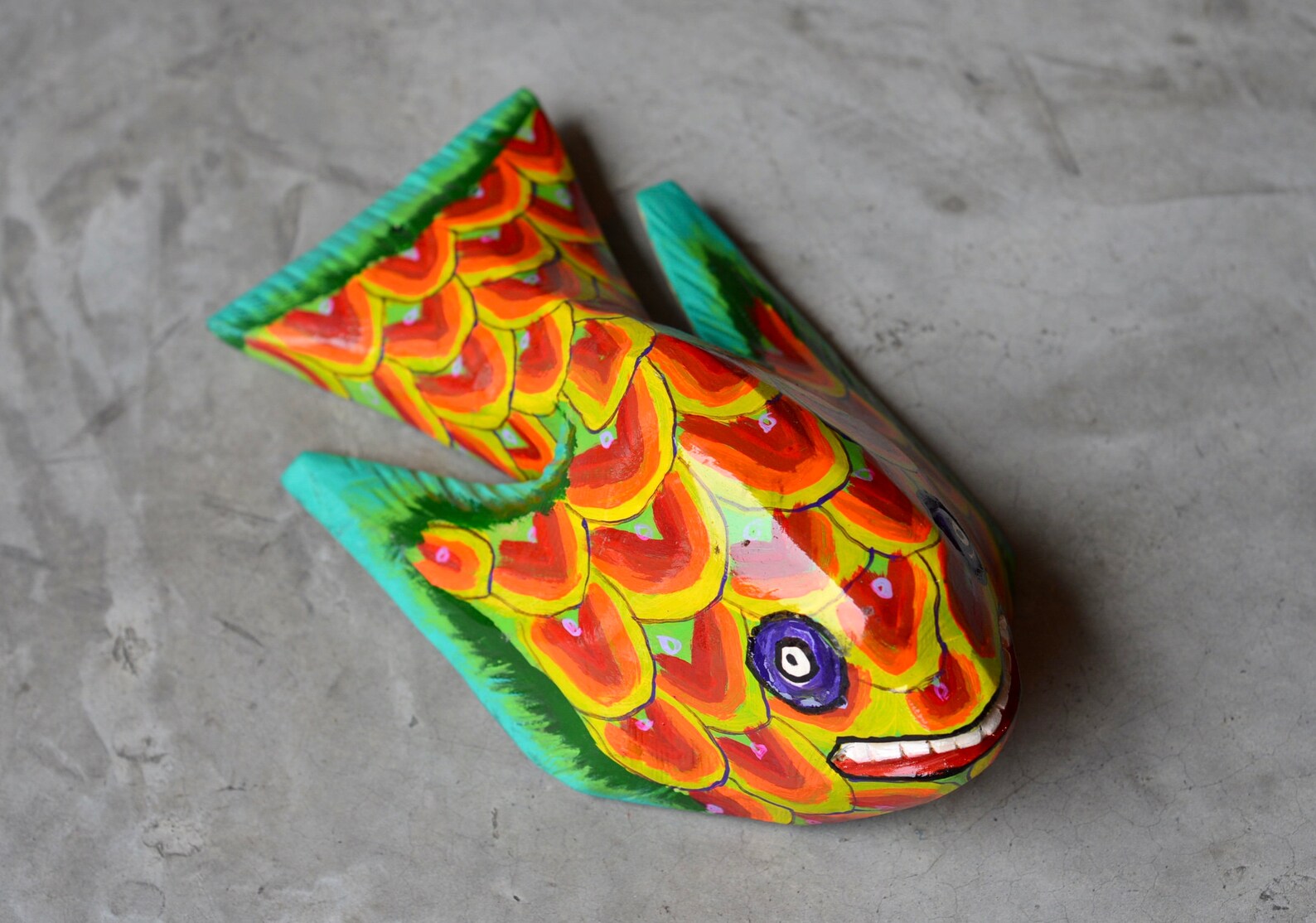 Animal Mask Yellow Fish Mask Hand Painted Mayan Mask - Etsy