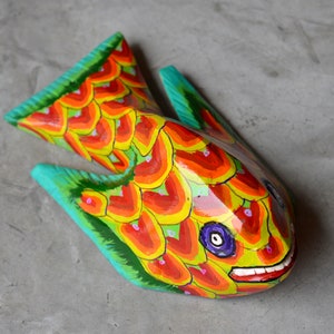 Animal Mask Yellow Fish Mask Hand Painted Mayan Mask Guatemalan Mask ...