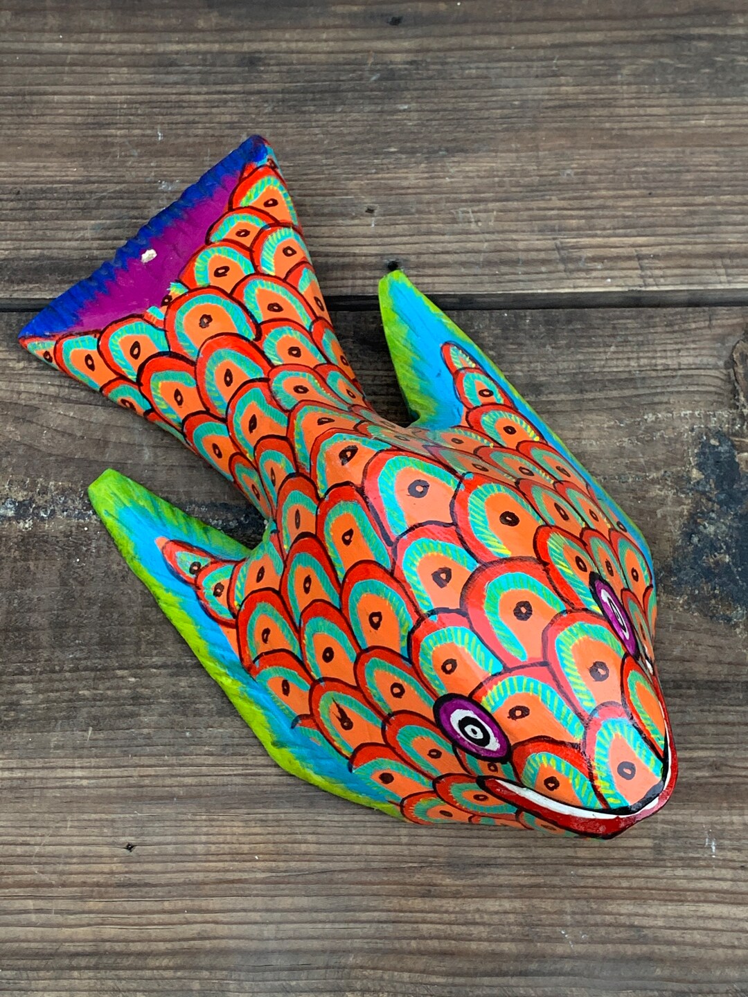 Orange and Red Fish Wall Hanging Fish Art Fish Handcraft Mask Hand ...