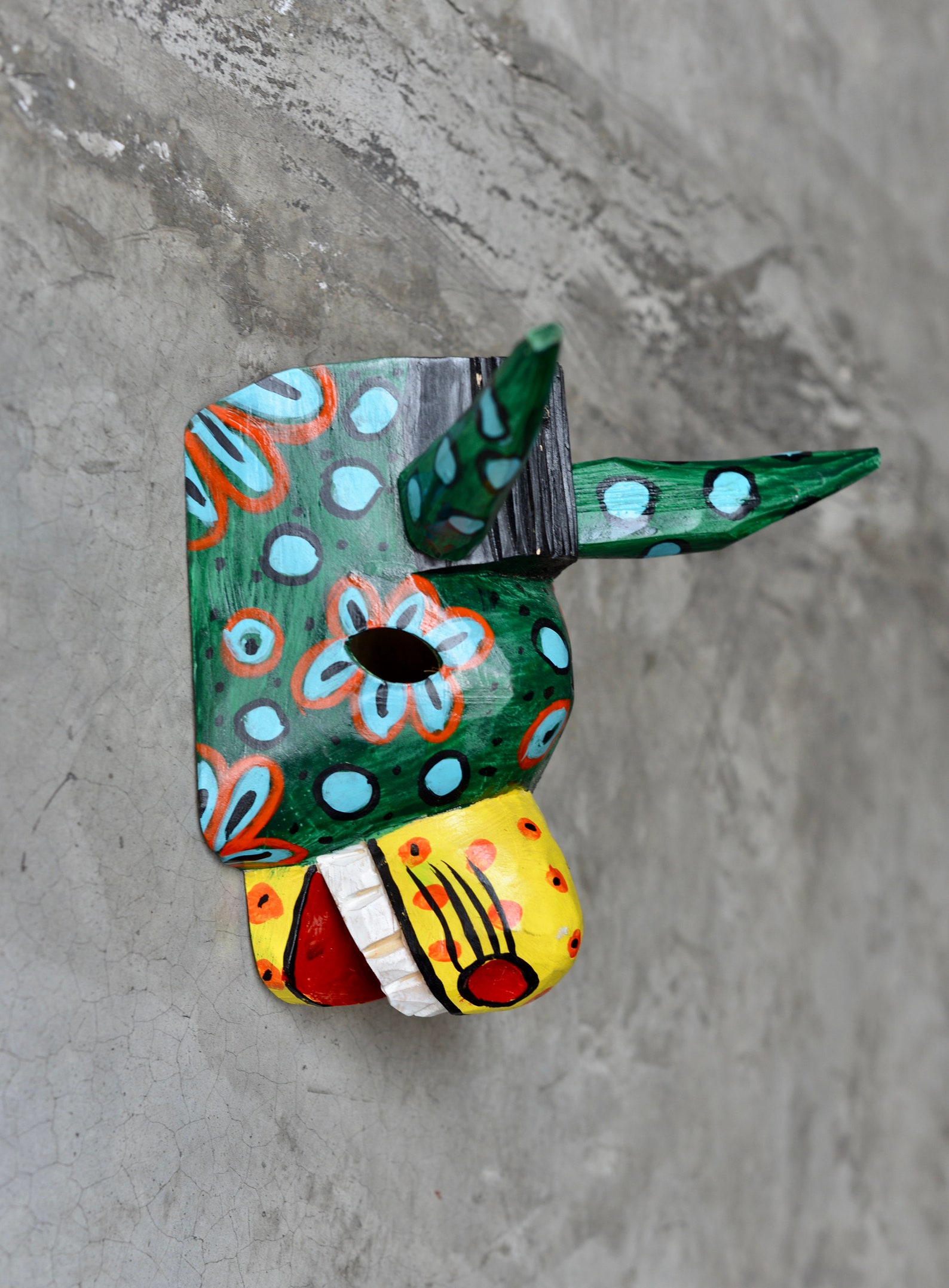 Green Bull Mask Intervened Mask Guatemalan Mask Mayan | Etsy