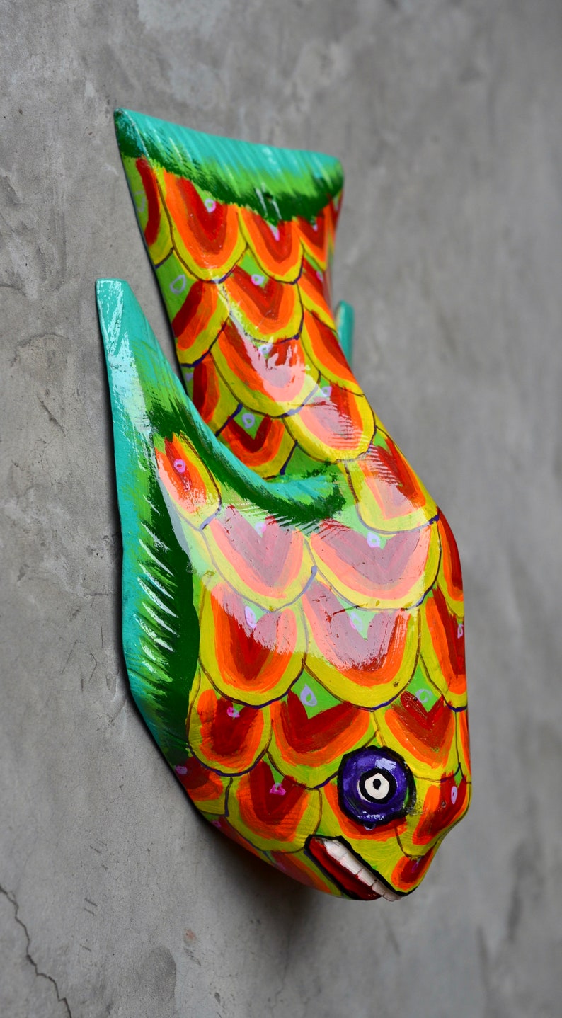 Animal Mask Yellow Fish Mask Hand Painted Mayan Mask - Etsy