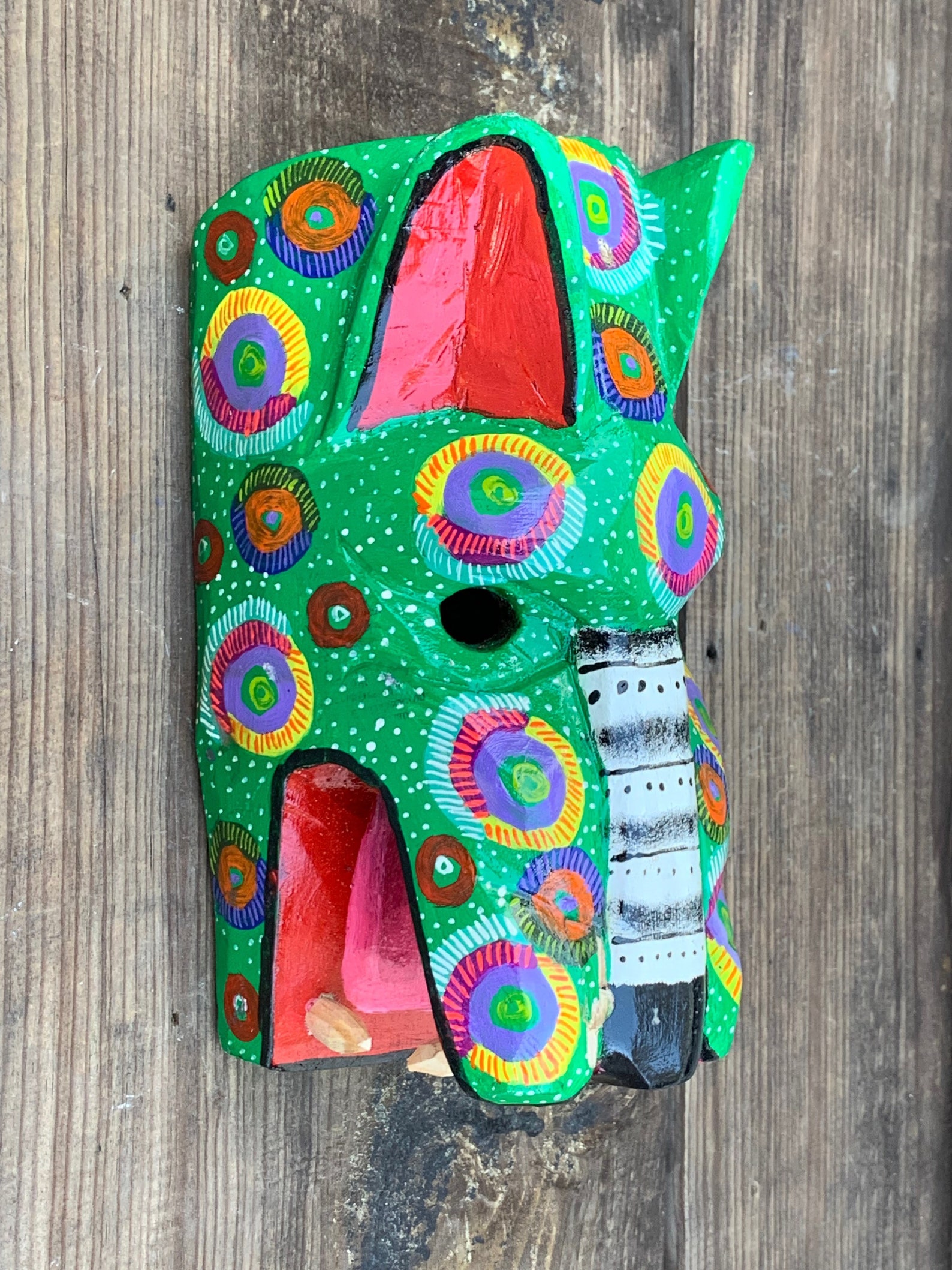 Green Jaguar Rustic Mask Hand-carved Hand-painted From - Etsy