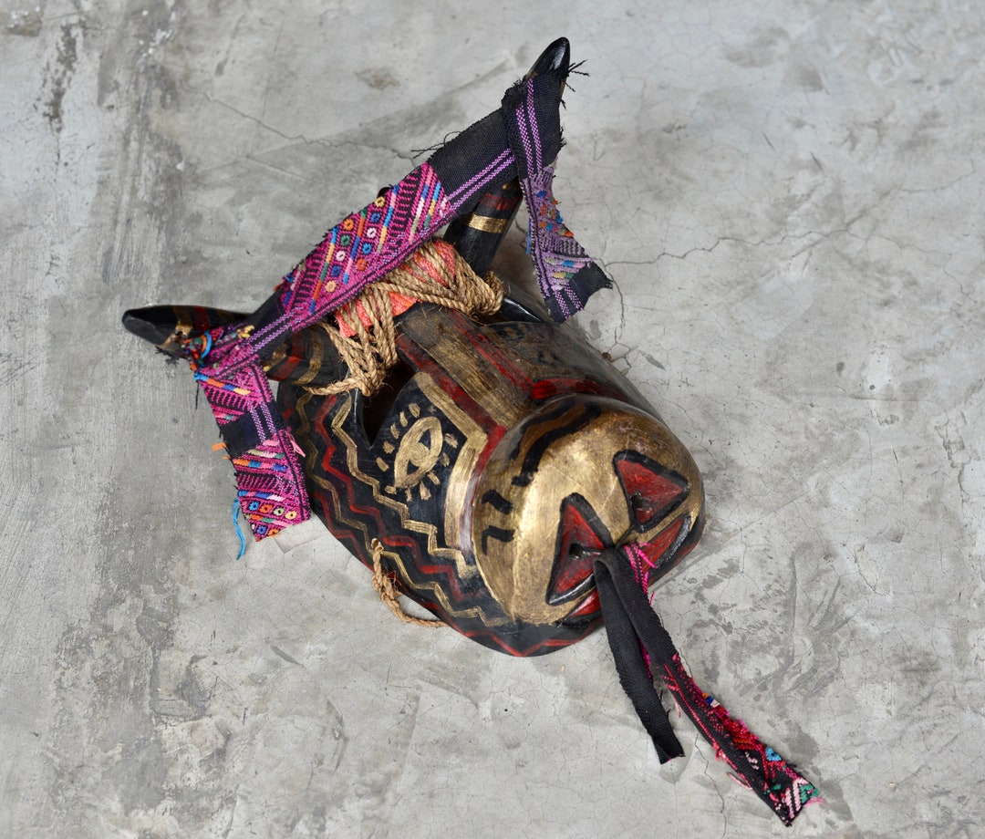 Black Bull/demon Mask Hand-carved Hand-painted From Guatemala ...