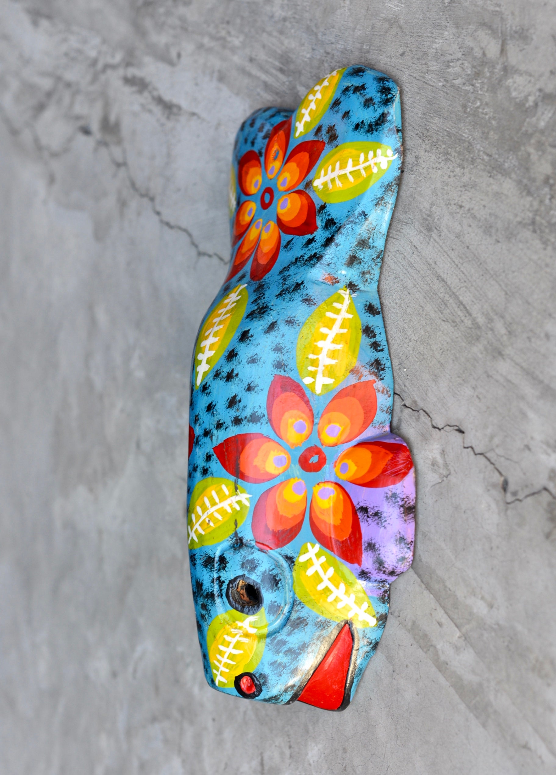 Smiley Blue Fish Fisk Mask Fish Handcraft Funny Mask | Etsy