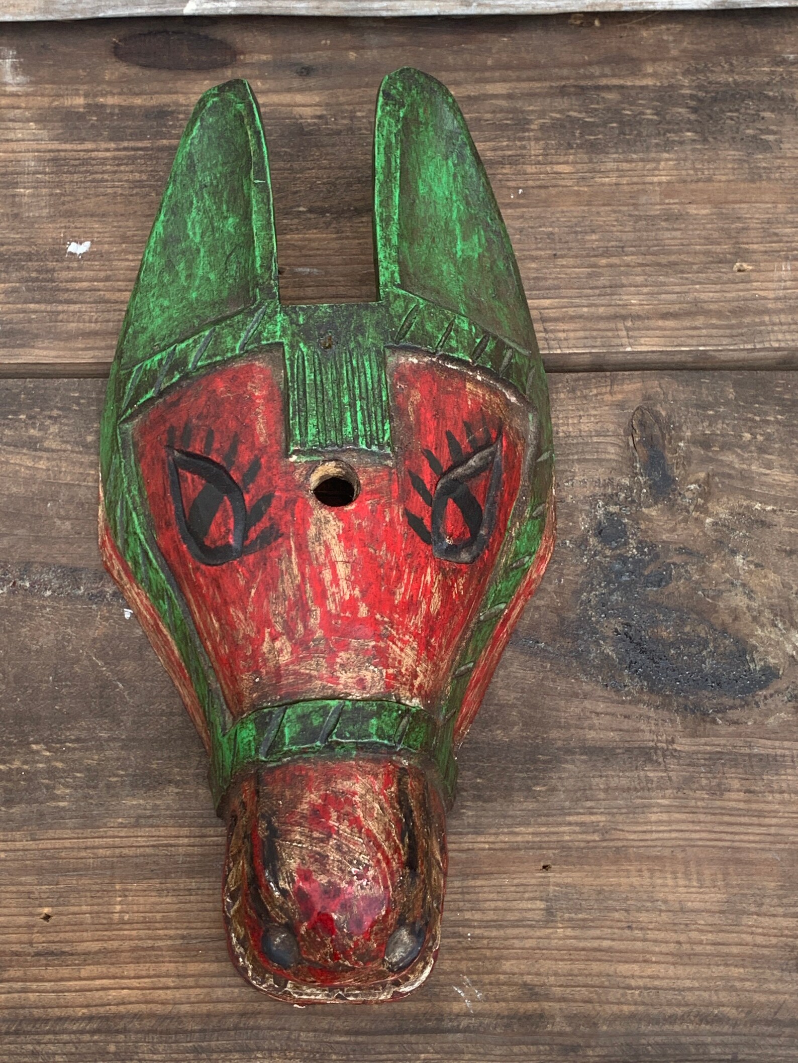 Old Style Red Horse Mask Hand-carved Hand-painted From - Etsy