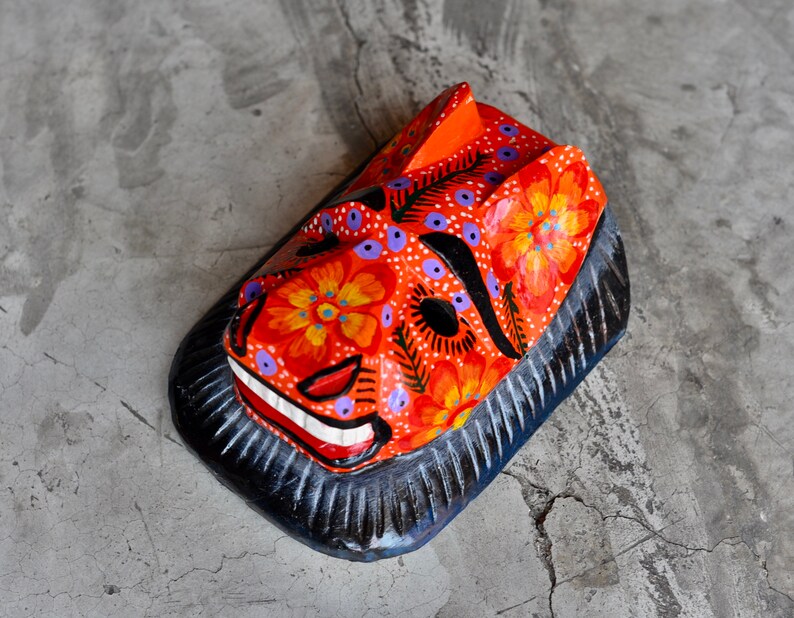 Orange and Black Lion Mask Hand-carved Hand-painted From - Etsy