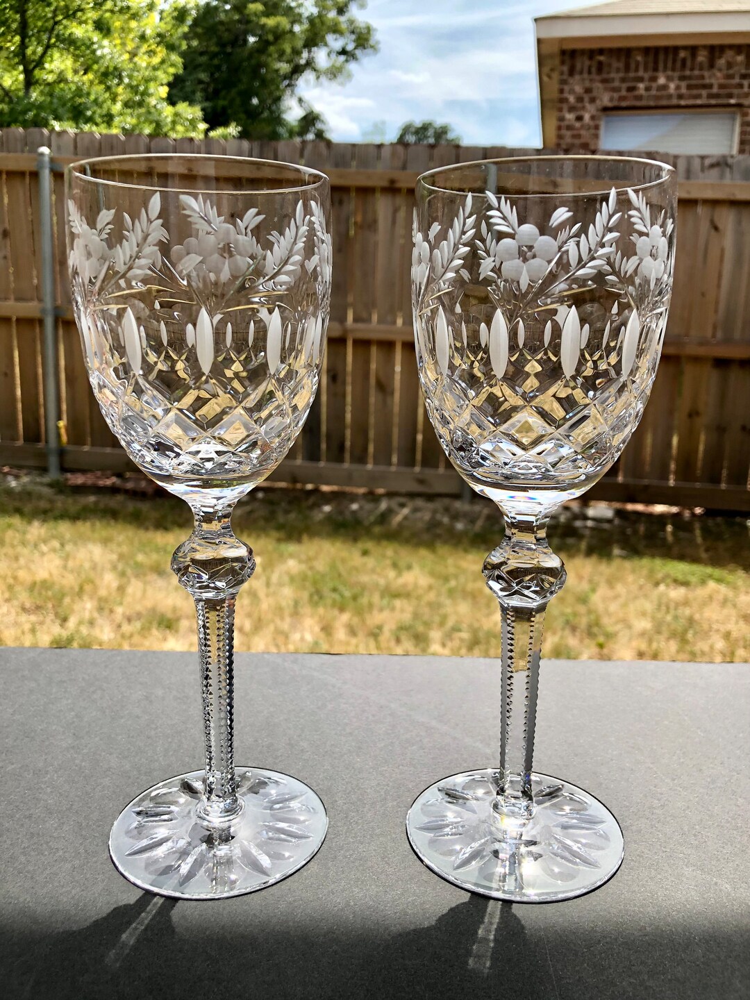 Qty 2 Celine Crystal Clear Industries Wine Glasses / Elegant Wine ...