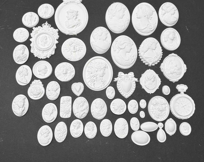 49-piece Cameo Set Victorian Ladies, Classical Figures Antique Molds ...