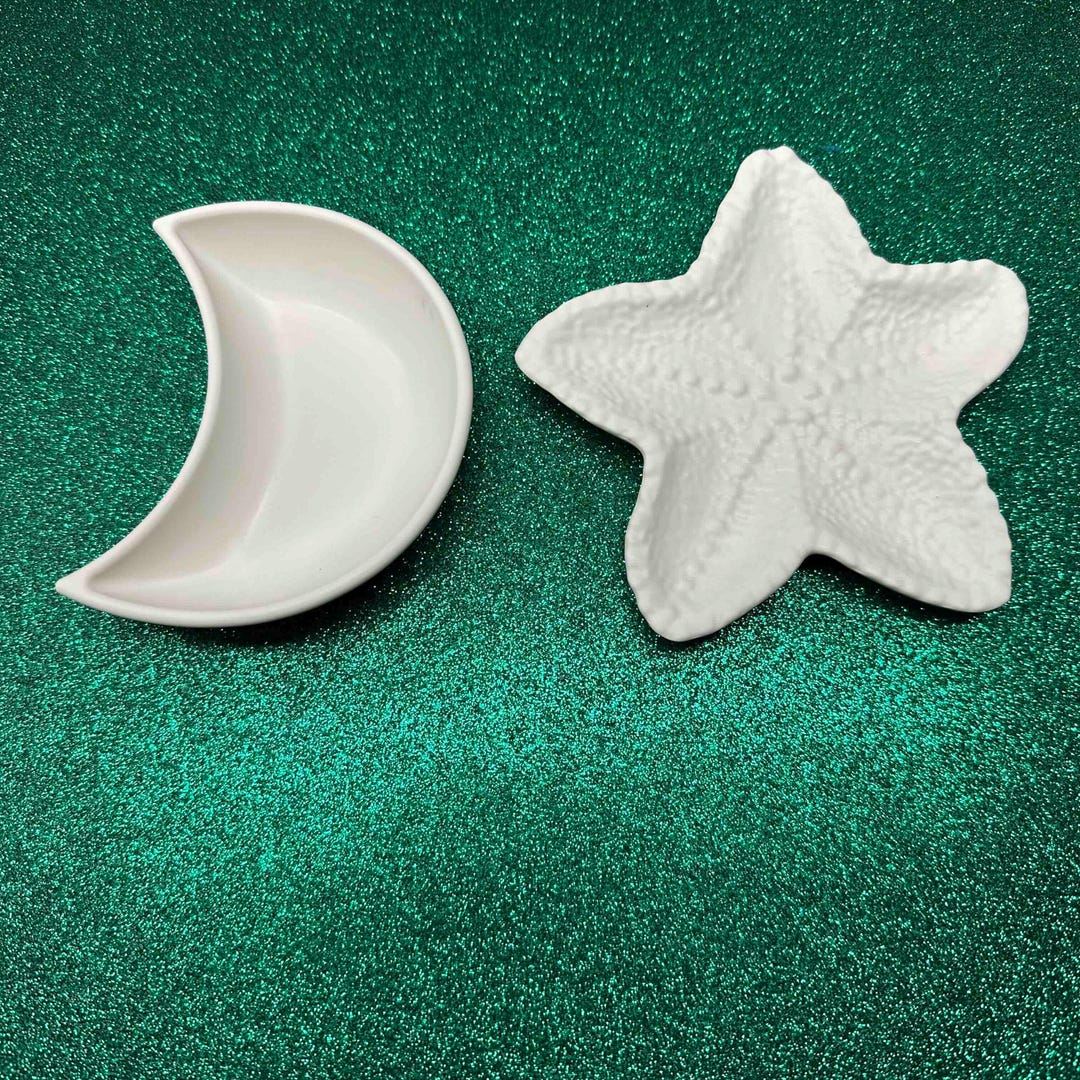 Starfish and Crescent Moon Trinket Trays / Starfish or Moon Design ...