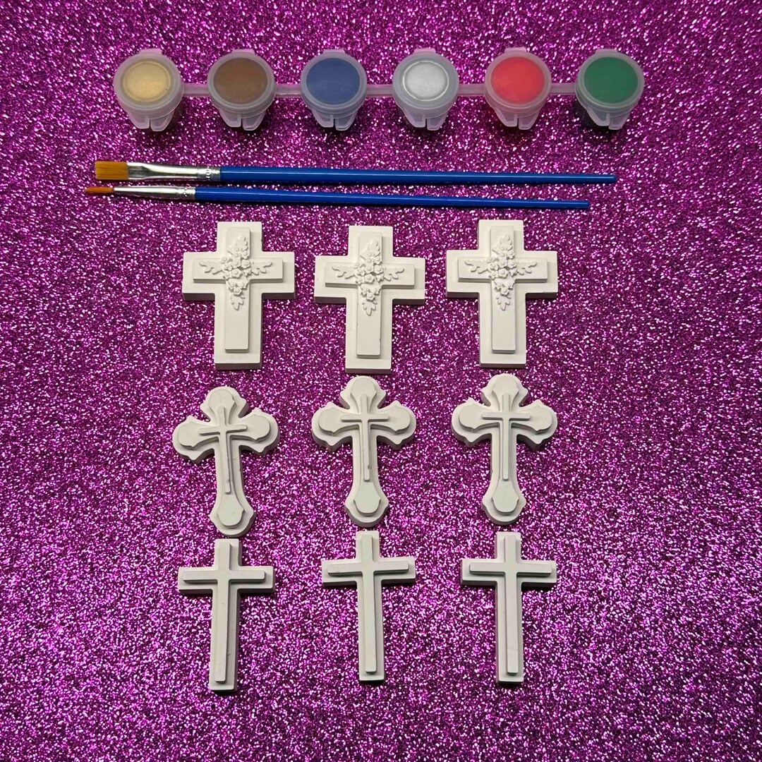 Set of 9 Paintable Crosses / DIY Religious Cross Set / Paintable Cross ...