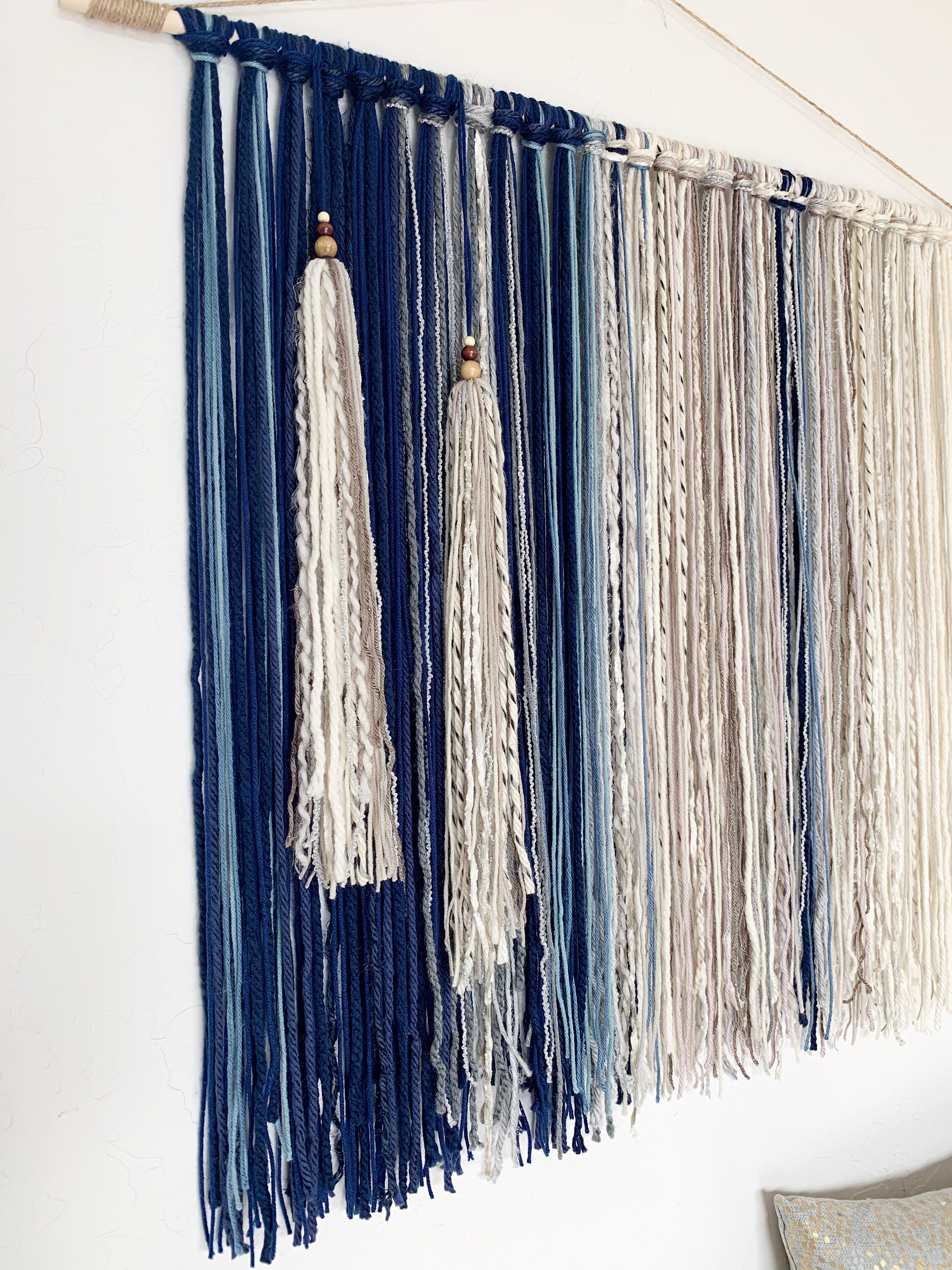 Tapestry Yarn Tapestry Yarn Wall Hanging Blue Mauve Gray | Etsy