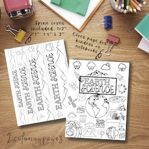 Back to School Earth Science Coloring Binder Cover - Etsy