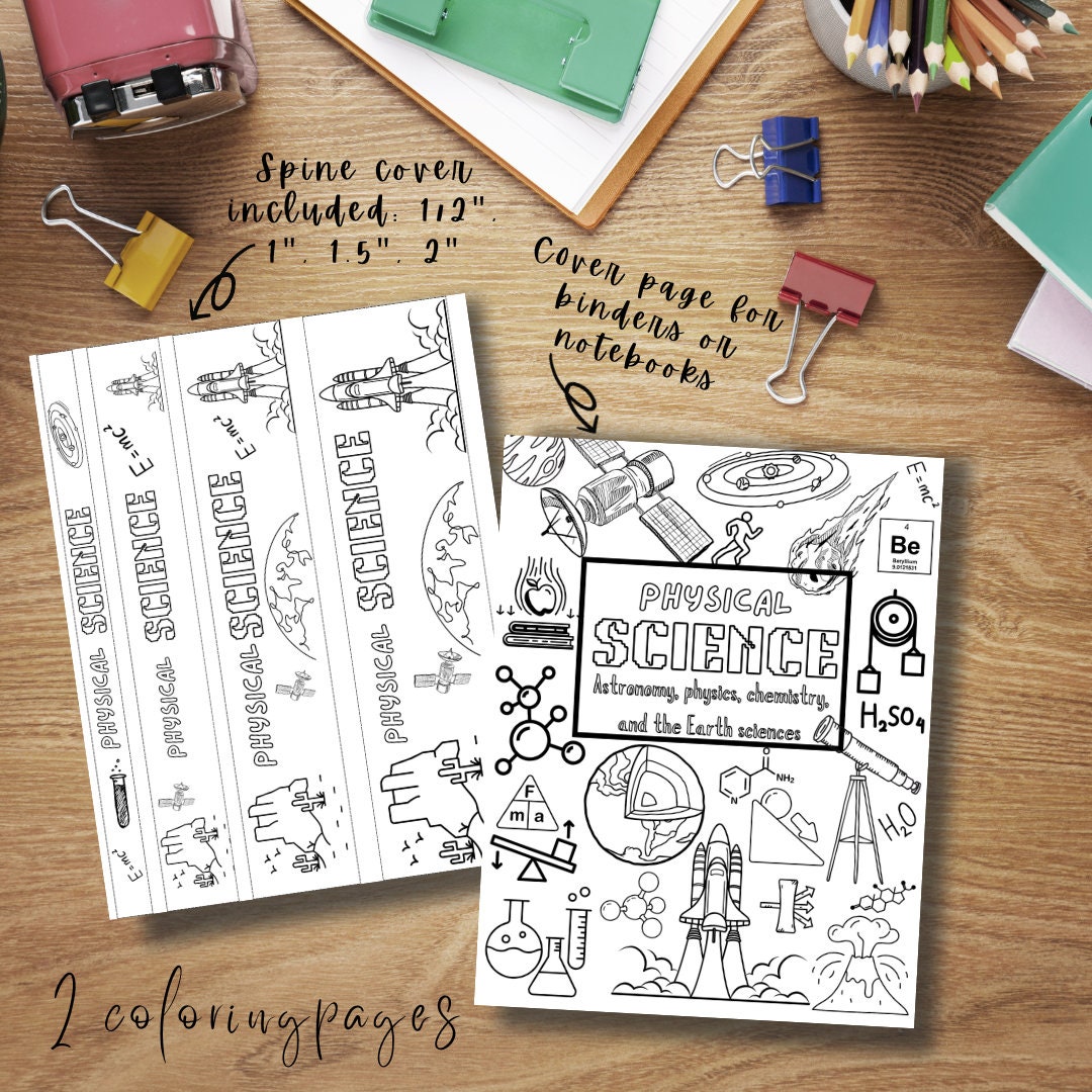 Back to School Physical Science Coloring Binder Cover - Etsy