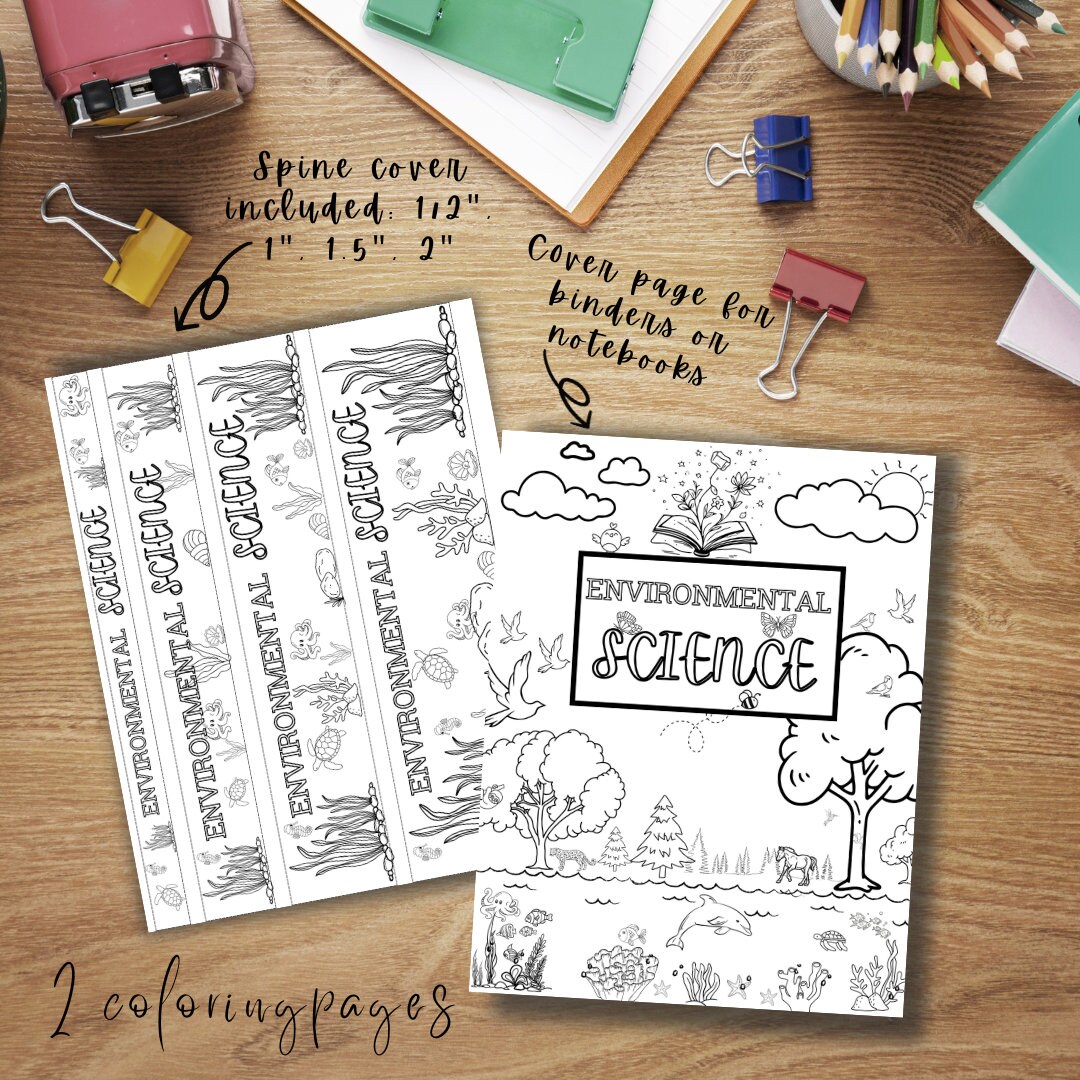 Back to School Environmental Science Coloring Binder Cover - Etsy