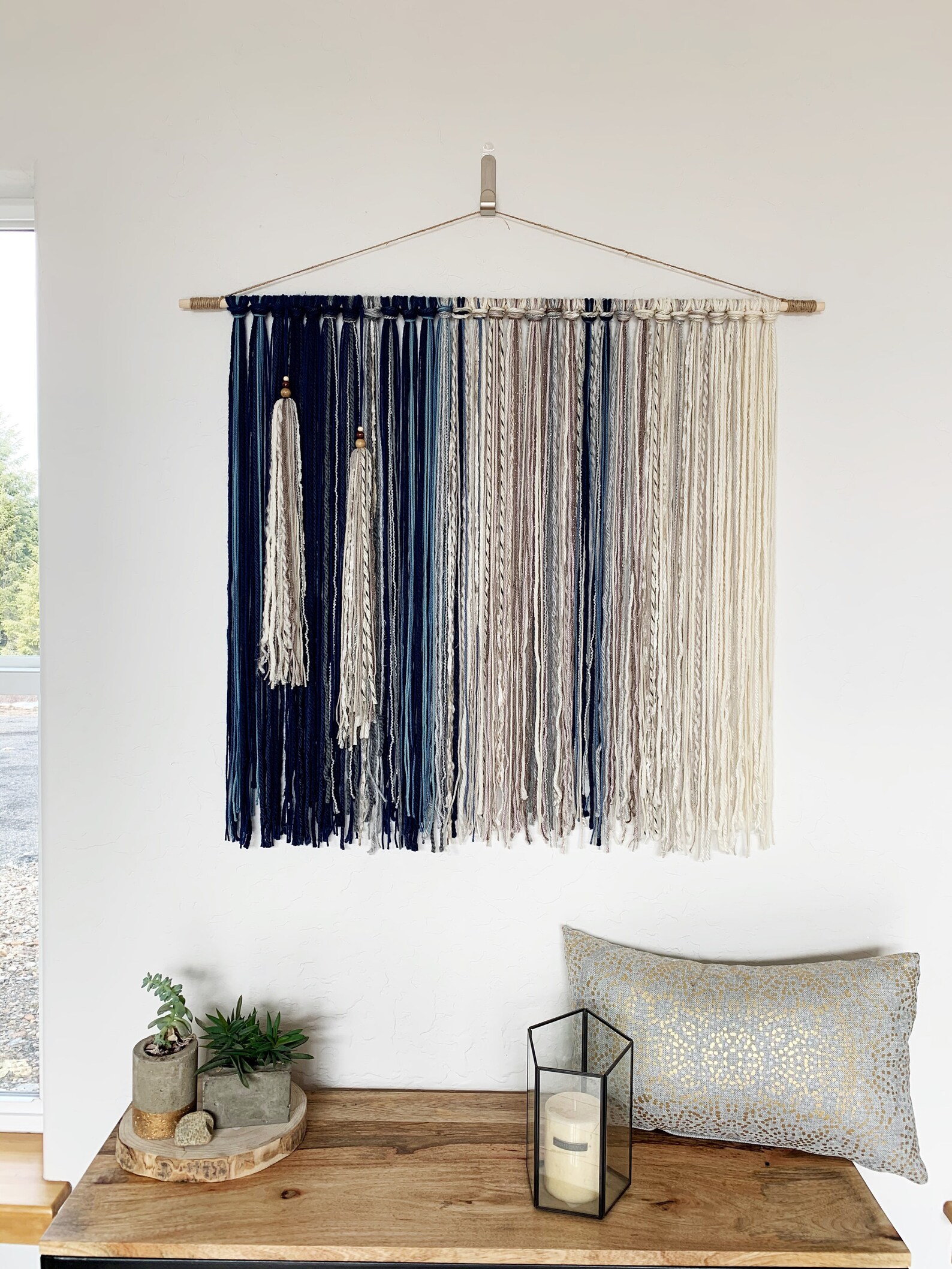 Tapestry Yarn Tapestry Yarn Wall Hanging Blue Mauve Gray | Etsy