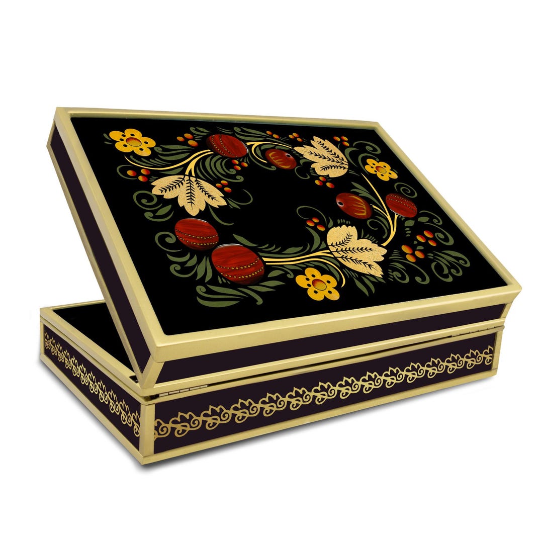 Russian Tea Box - Traditional Russian Design - Gold Leaves Décor ...