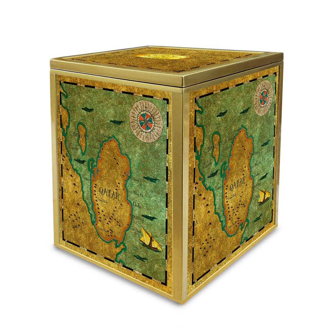 Ceremonial Urn – Old Map of Qatar – Decorative Ashes Container ...
