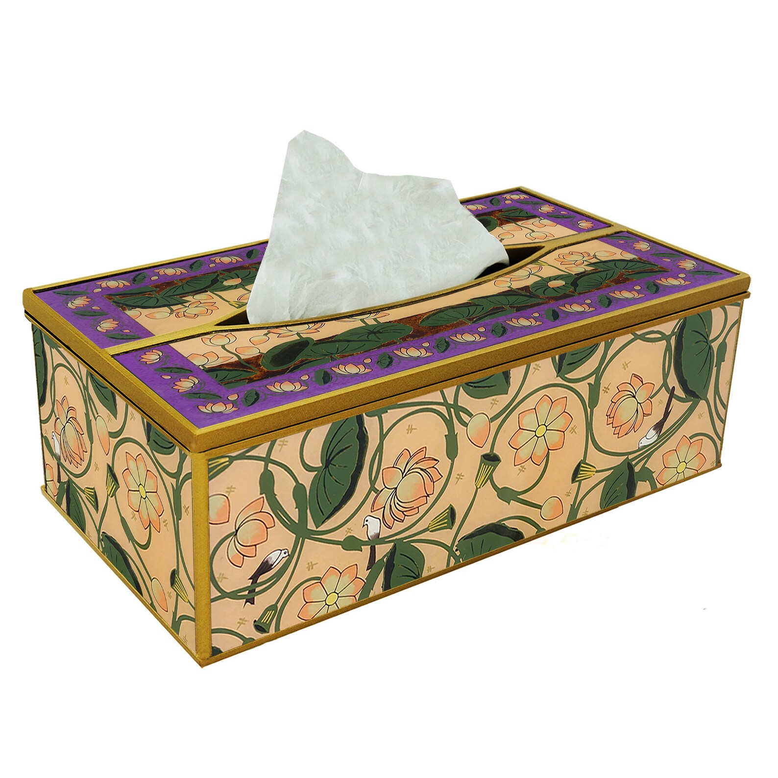 Tissue Box Indian Lotus Flowers With Peach Background | Etsy