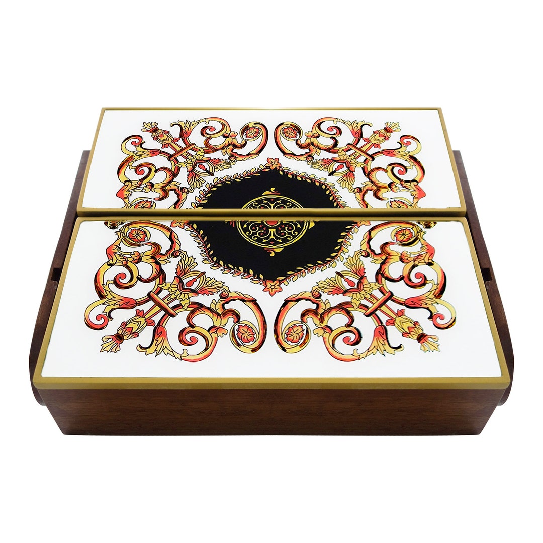 Wood Cutlery Box Classic Empire Black and White Design Decorative Hand ...