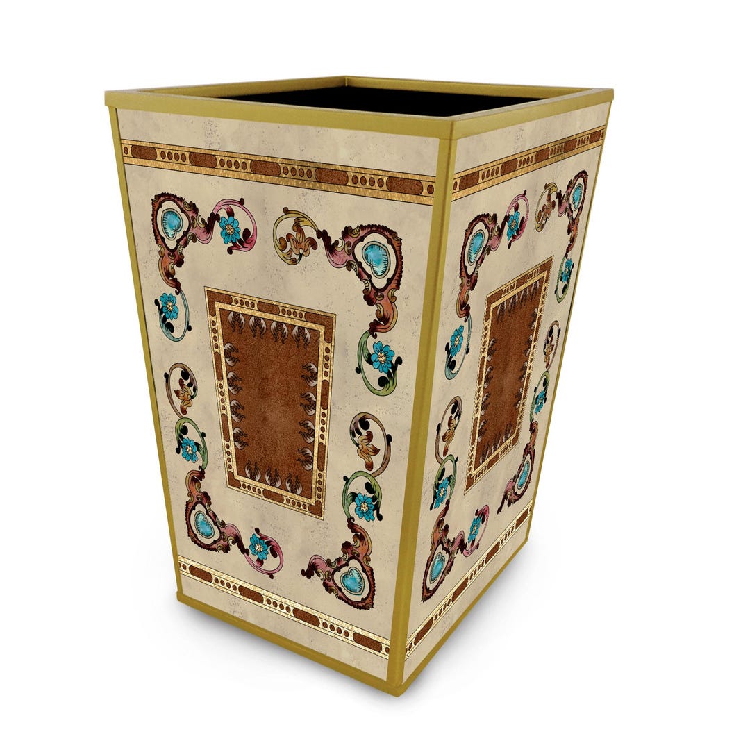 Decorative Kitchen Trash Can Traditional Italian Style With Flowers and ...