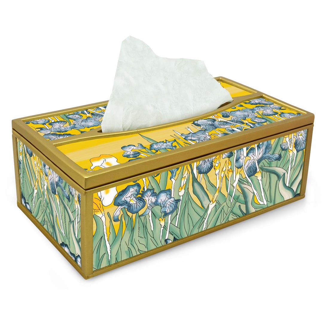 Van Gogh Tissue Box – Hand-painted Rectangular Holder – Irises Tissue ...