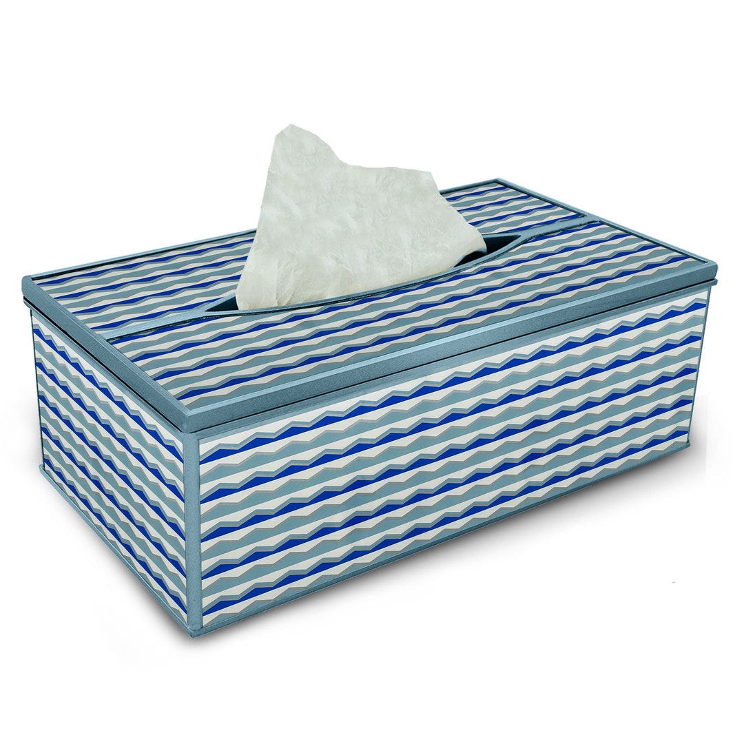 Modern Tissue Cover - Nautical Blue Waves - Rectangular Tissue Box ...