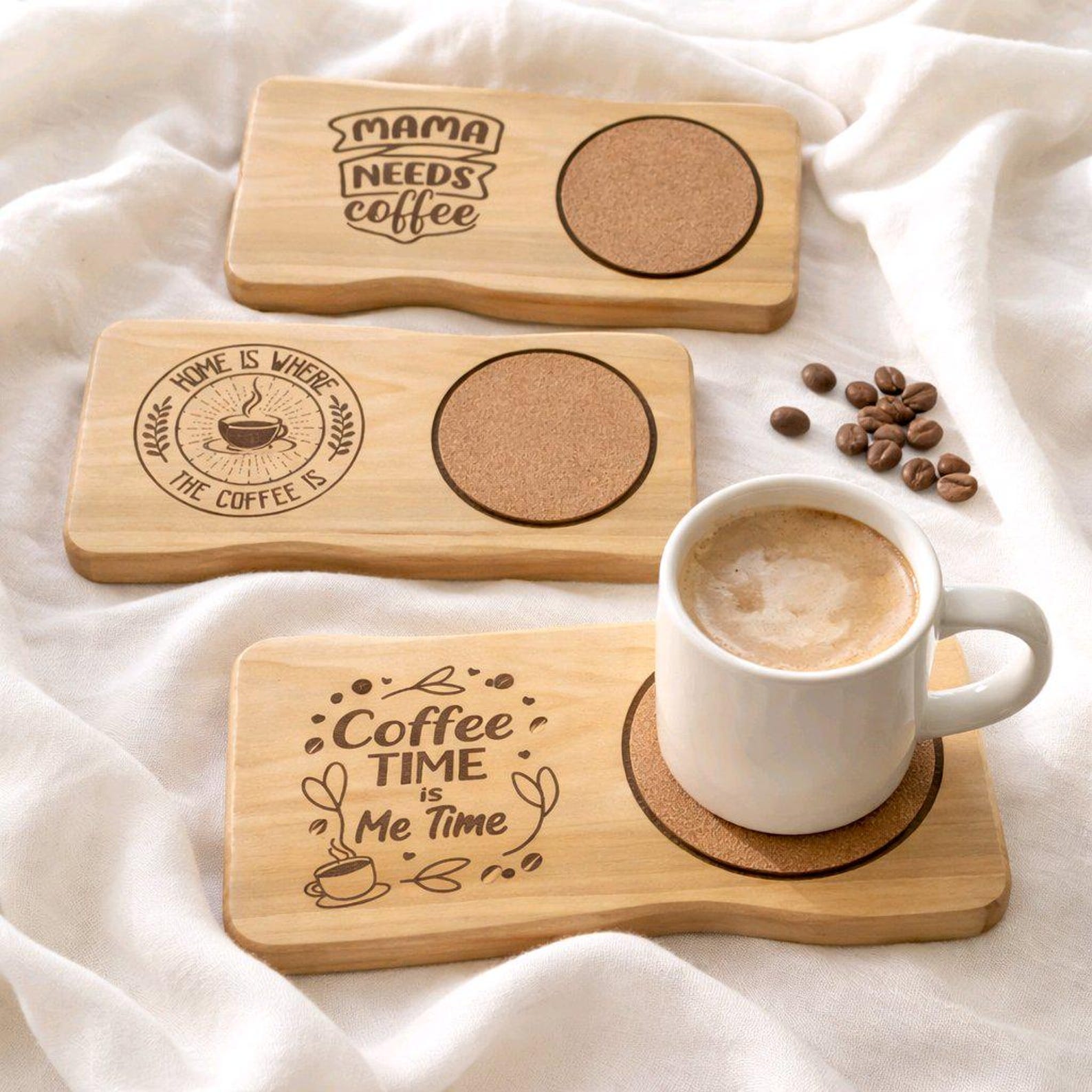 Coffee Lover's Coaster, Handcrafted Hardwood - Etsy