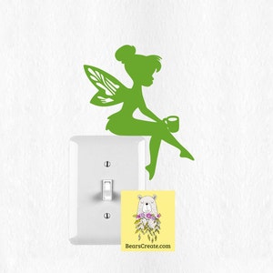 Tinkerbell Wall Decal, Tinkerbell Sitting on Light Switch, Tinkerbell ...