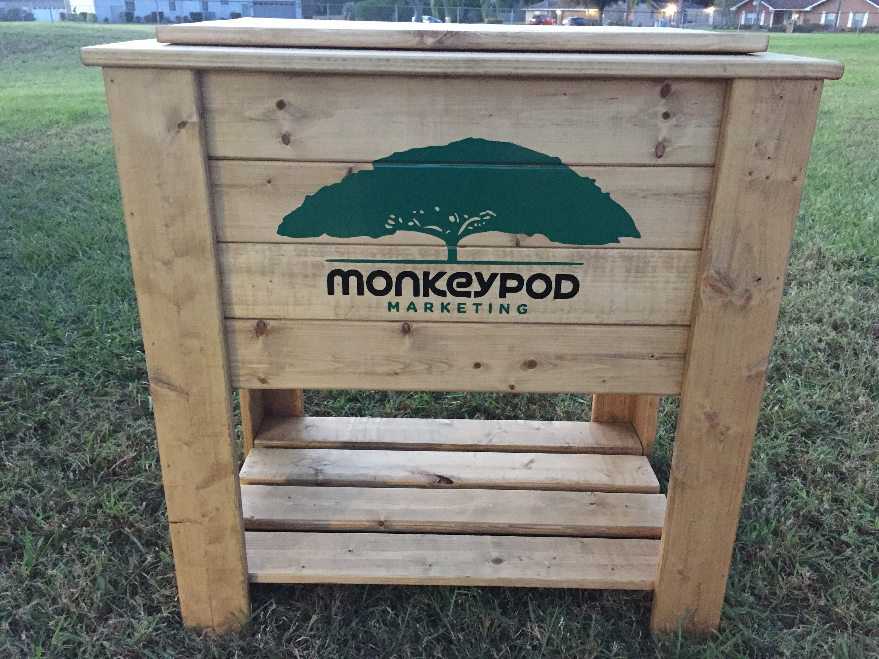 Oak Stained Wood Cooler Stand With Shelf - Etsy