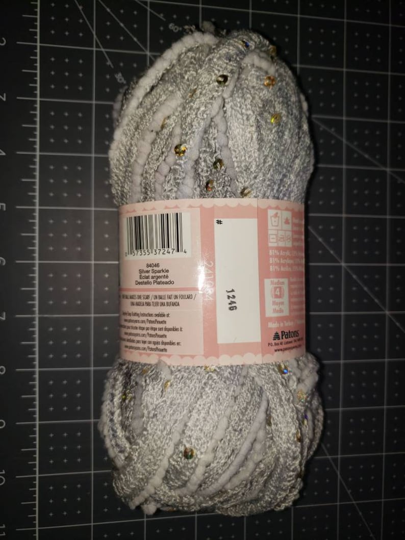 New Patons Pirouette Sequin Yarn 1 Skein 85 Grams Silver Sparkle - Etsy
