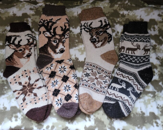 OH DEER! NEW Hand Knit Raw Wool Socks Elk Reindeer Buck Scandinavian ...