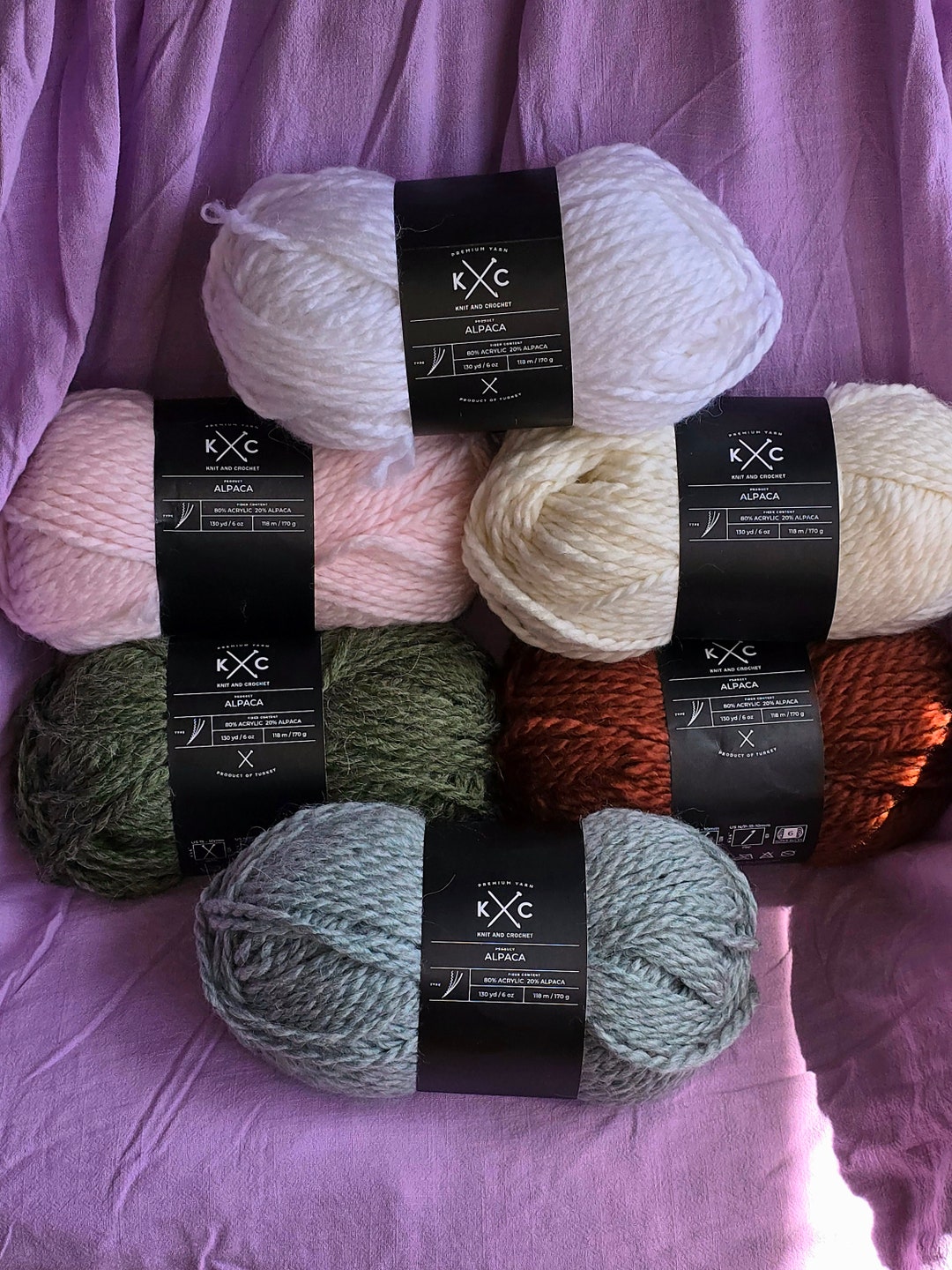 New KNIT AND CROCHET Kxc Alpaca Solids Yarn 1 Skein Rust Navy White ...