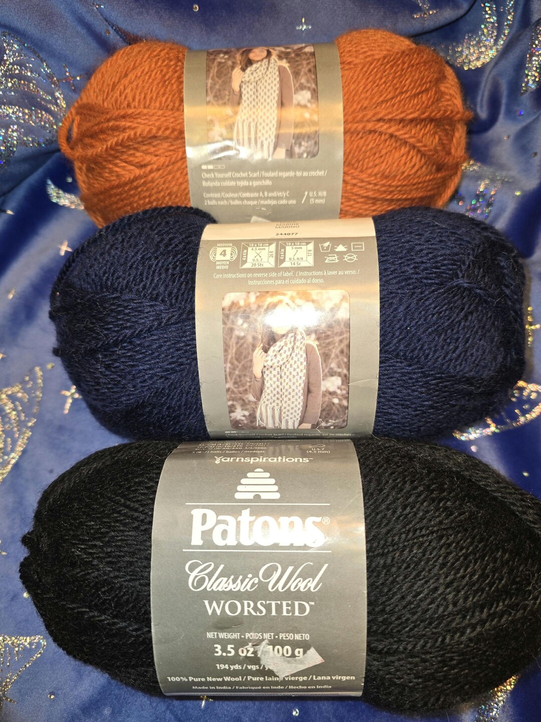 New PATONS CLASSIC Wool Worsted Yarn 1 Skein 100g 100% Wool Black Navy ...