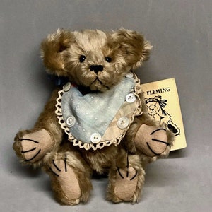Rare Art Sandy Fleming 8" Bear "percy" #13 Glass Eyes Distressed Mohair ...