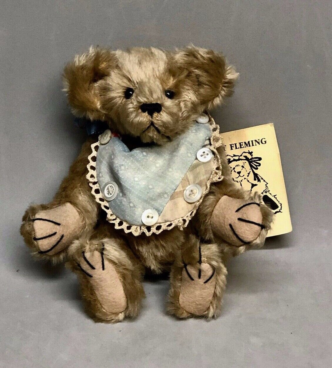 Rare Art Sandy Fleming 8" Bear "percy" #13 Glass Eyes Distressed Mohair ...