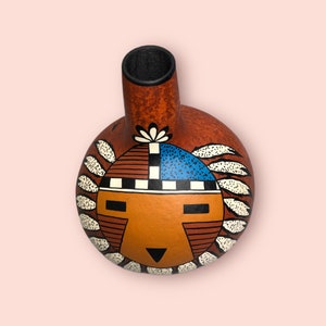 1989 RON RIVERA Native American Pueblo Sun Chief Signed Dated Gourd 5 ...