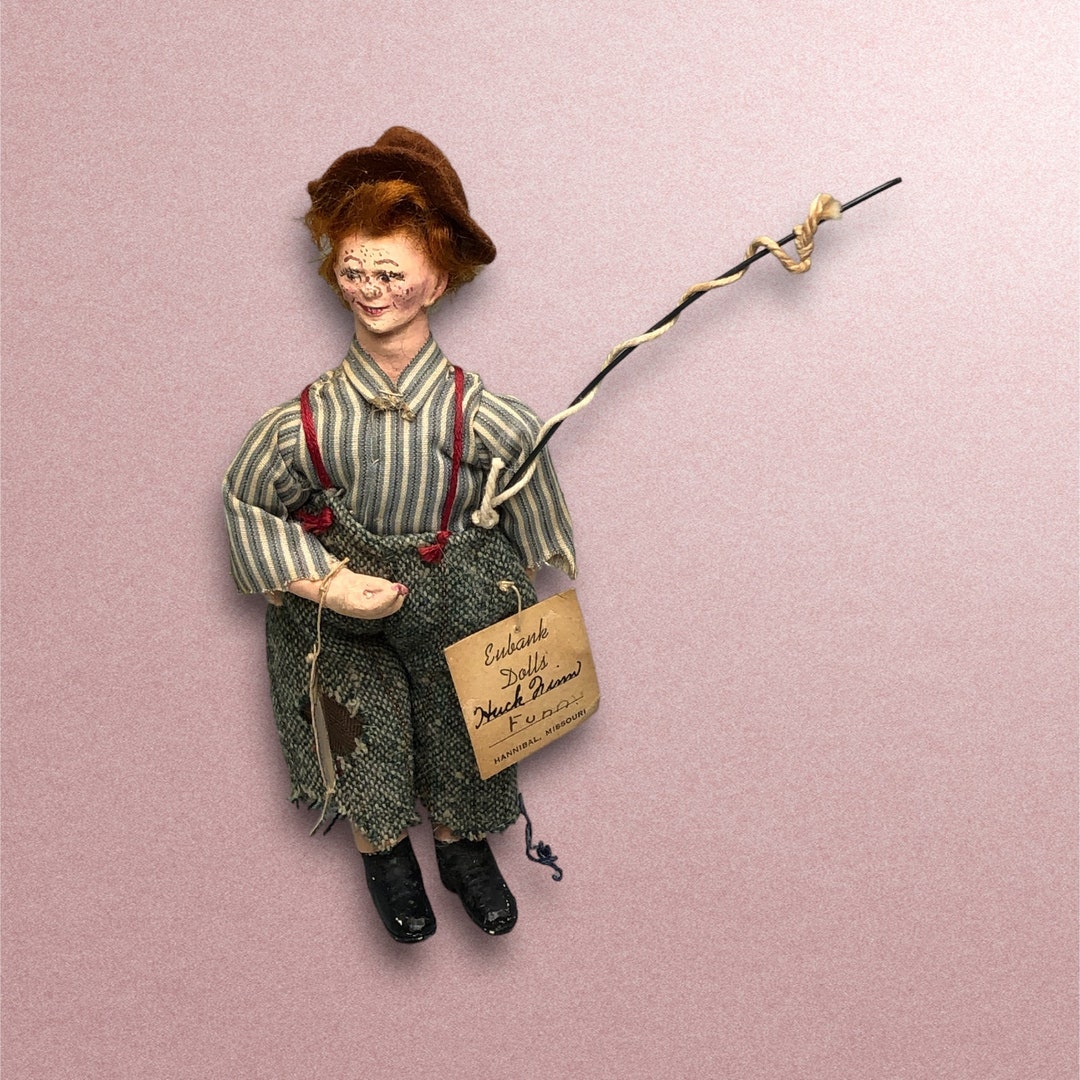 Rare 40s Eubank Doll " Huck Finn" With Fish and Pole and Tag - Etsy
