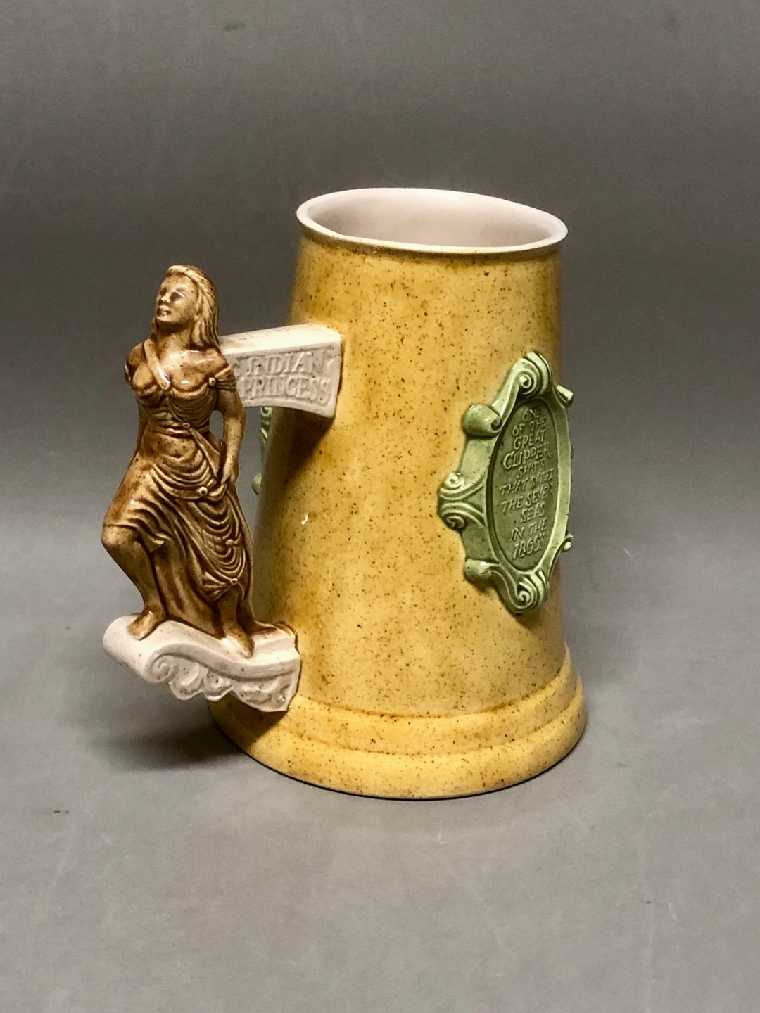 Rare Indian Princess Lady Handle Beer Stein Mug Clipper Sail Boat by ...