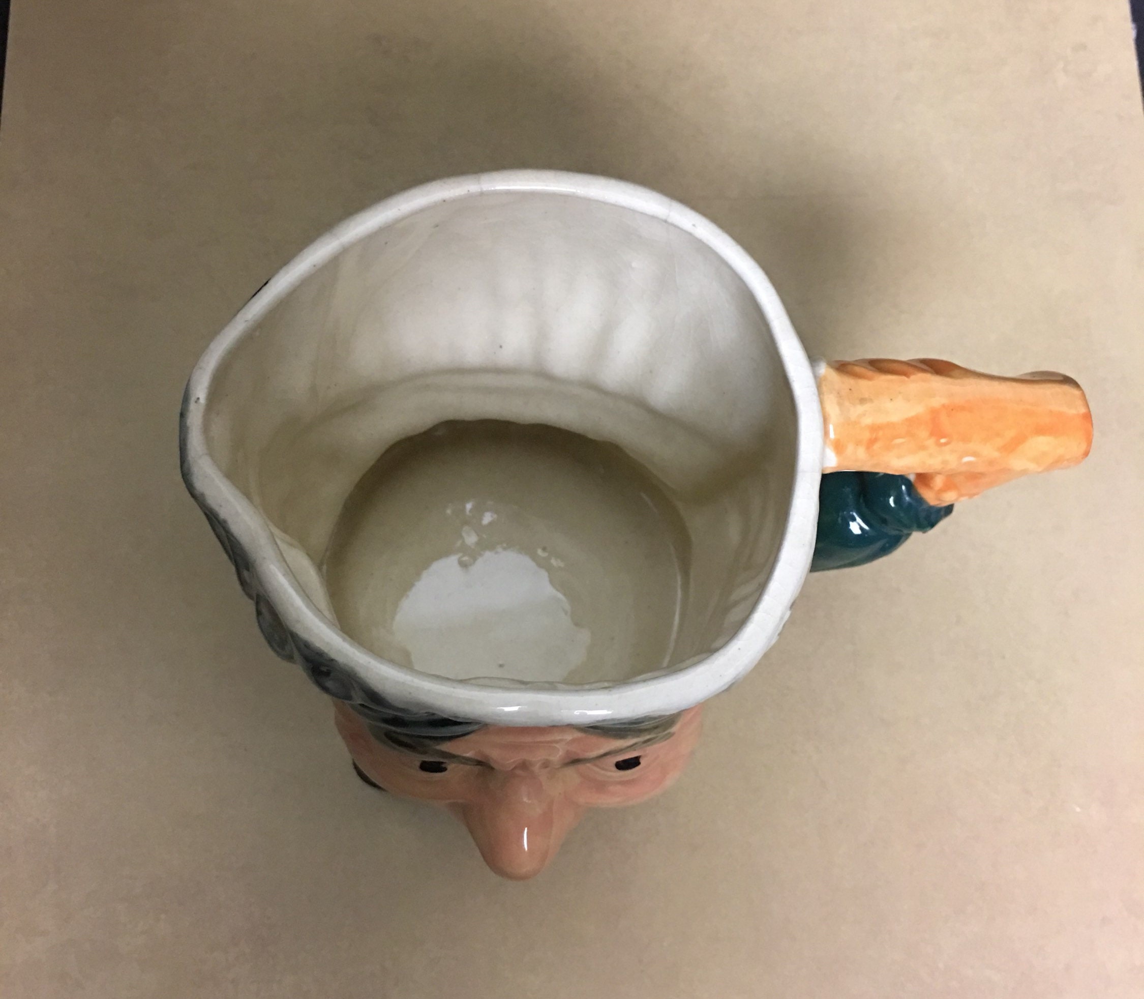 Smiling Old Lady Woman Toby 4" Mug With Umbrella Handle Hand Painted ...