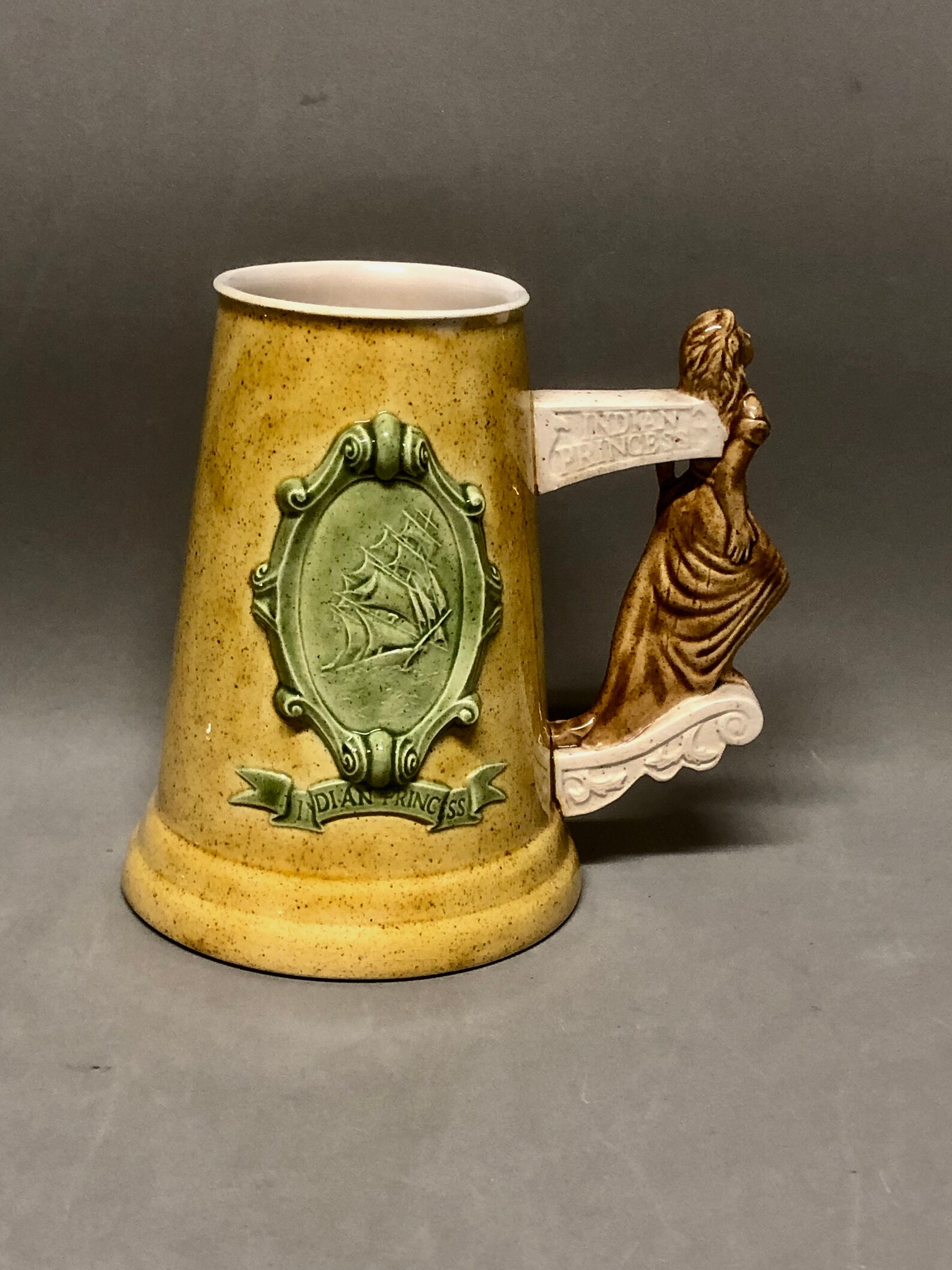 Rare Indian Princess Lady Handle Beer Stein Mug Clipper Sail Boat by ...