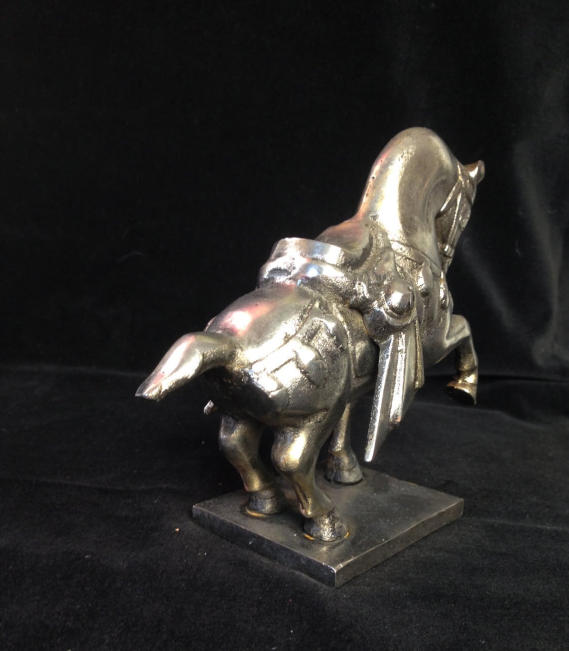 Vintage Pewter Ornate Horse on Pedestal Unique Heavy Statue | Etsy