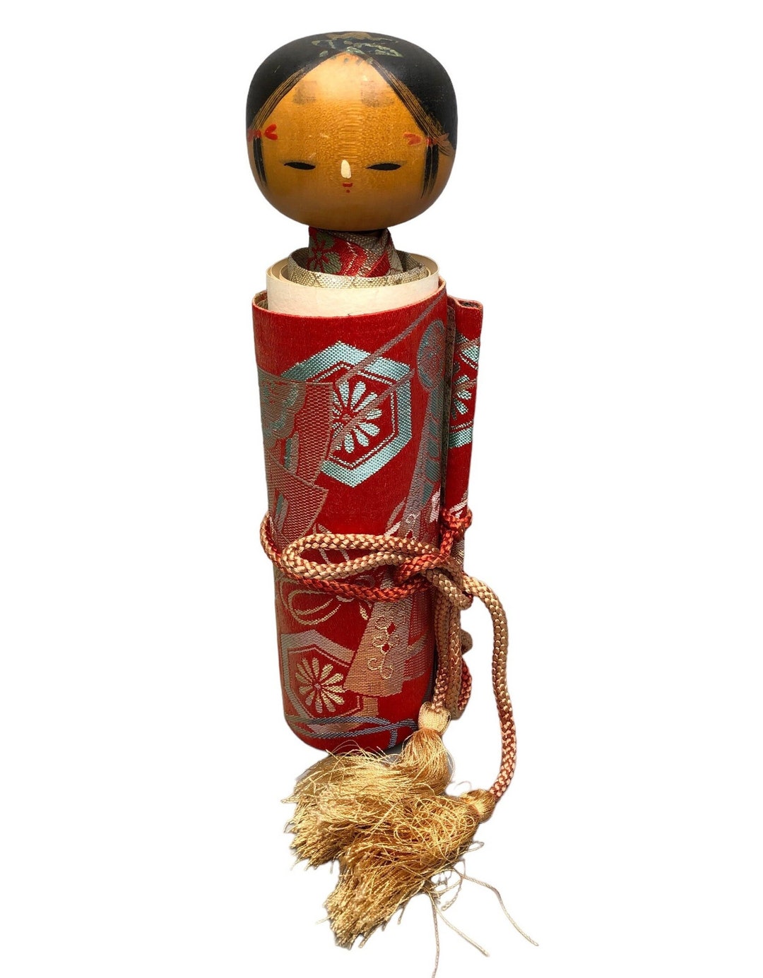 Kokeshi Sayonara Doll With Wooden Head and Scroll Attached. - Etsy