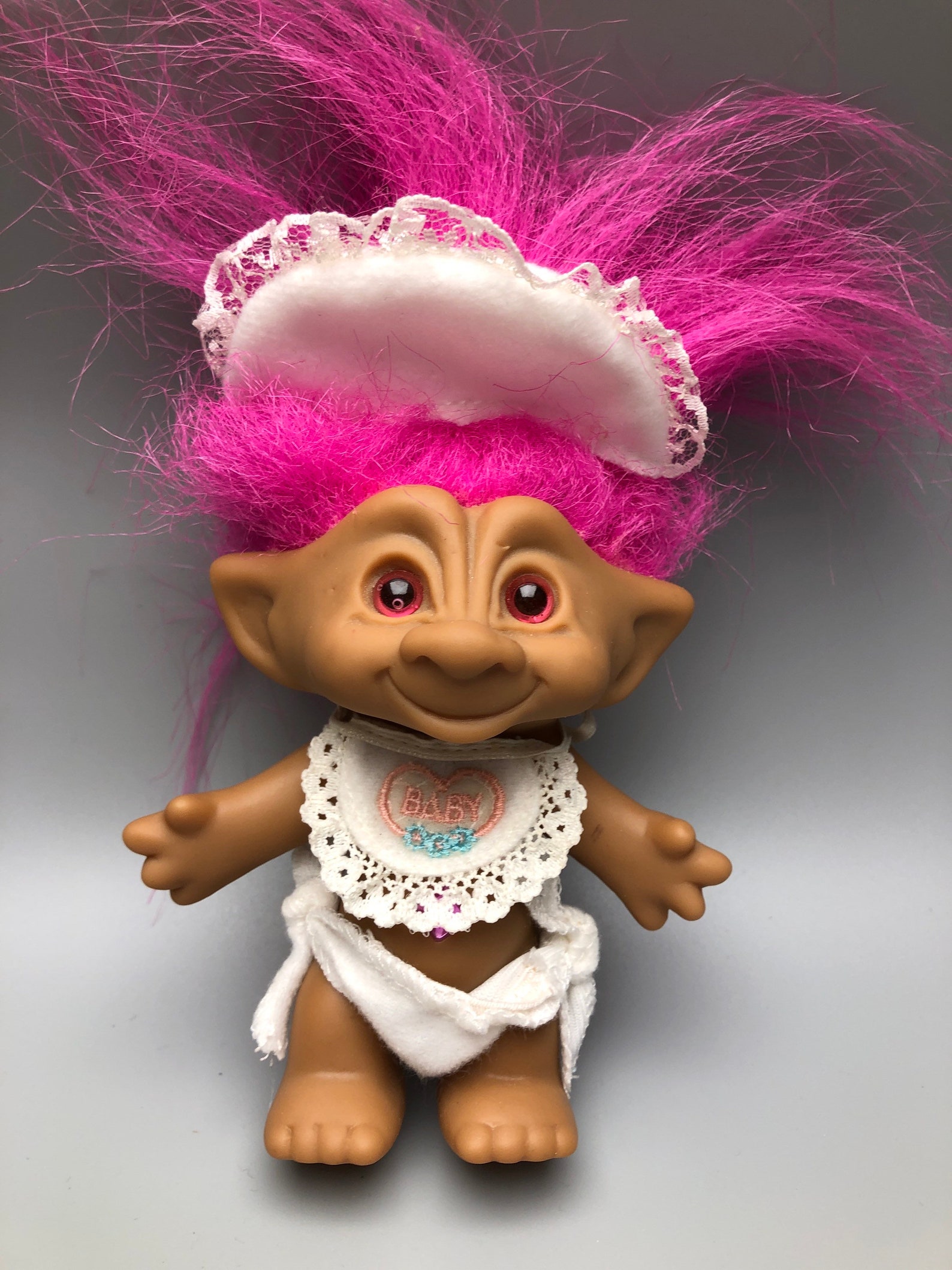 Set of 3 Ace Novelty Treasure Trolls Pink Belly Wishstone Baby | Etsy